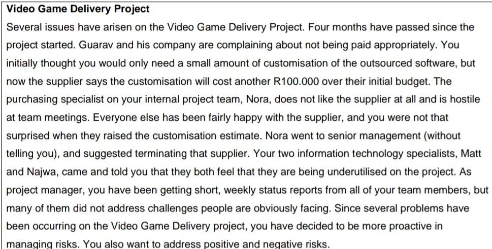 Solved Video Game Delivery Project Several issues have | Chegg.com