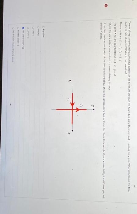 Solved Two very long current-carvine wires have currents in | Chegg.com