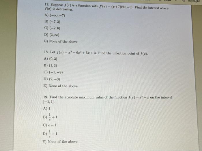 Solved 17. Suppose f(x) is a function with | Chegg.com