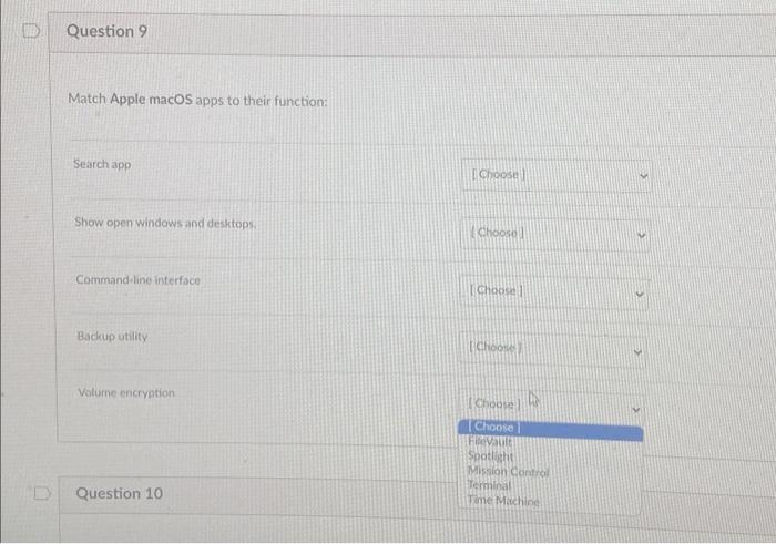 Solved Match Apple macos apps to their function: Search app | Chegg.com