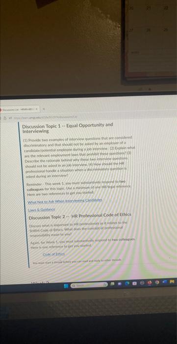 Solved Discussion Topic 1- Equal Opportunity and | Chegg.com