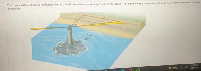 Solved The figure below shows a lighthouse that is L = 100 | Chegg.com