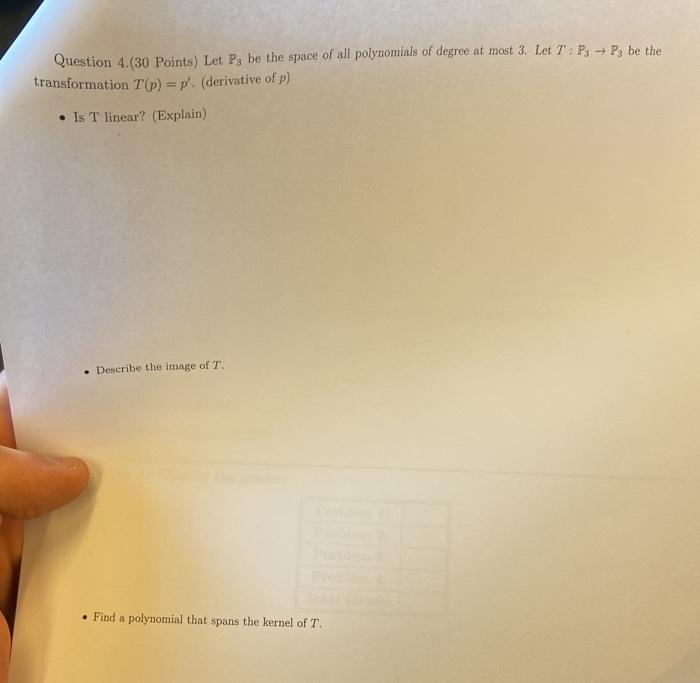 Solved Question 4. (30 Points) Let P3 be the space of all | Chegg.com Solved Question 4. (30 Points) Let P3 be the space of all | Chegg.com