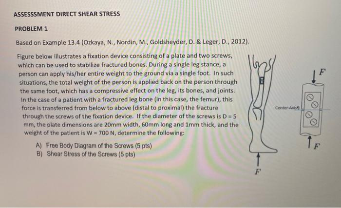 Solved ASSESSSMENT DIRECT SHEAR STRESS PROBLEM 1 F Based on | Chegg.com