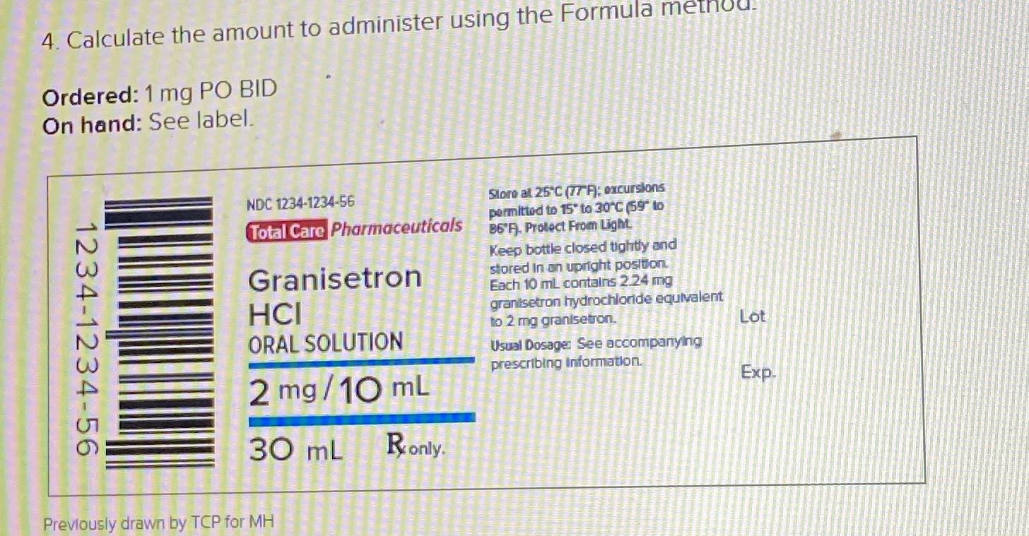 Solved Calculate the amount to administer using the Formula | Chegg.com