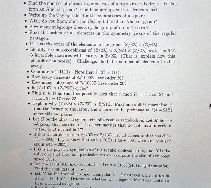 Solved - Find the number of physical symmetries of a regular | Chegg.com