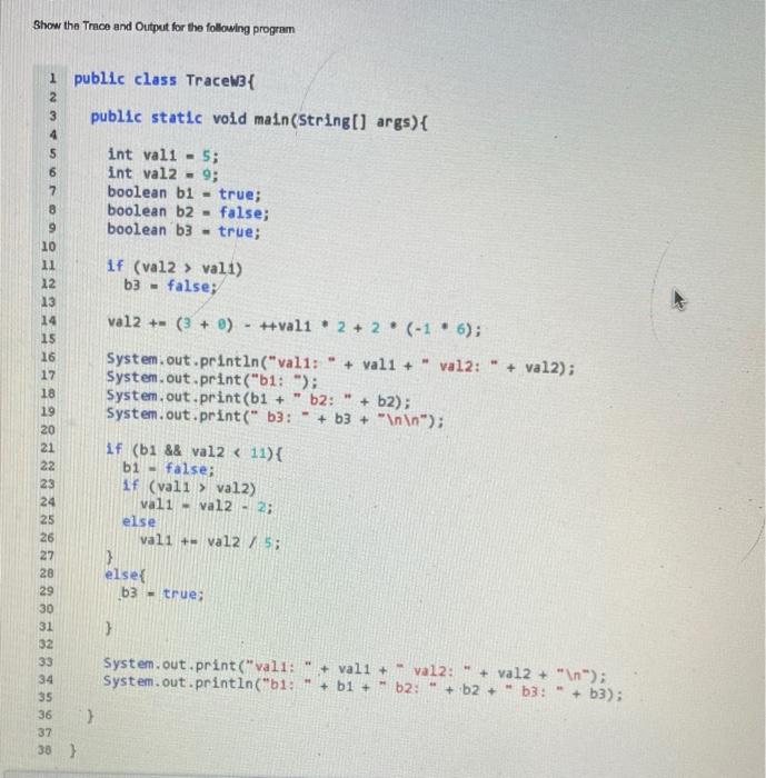 Solved public class Tracew3\{ public statle void | Chegg.com