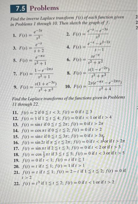 Solved Find the inverse Laplace transform f(t) of each | Chegg.com