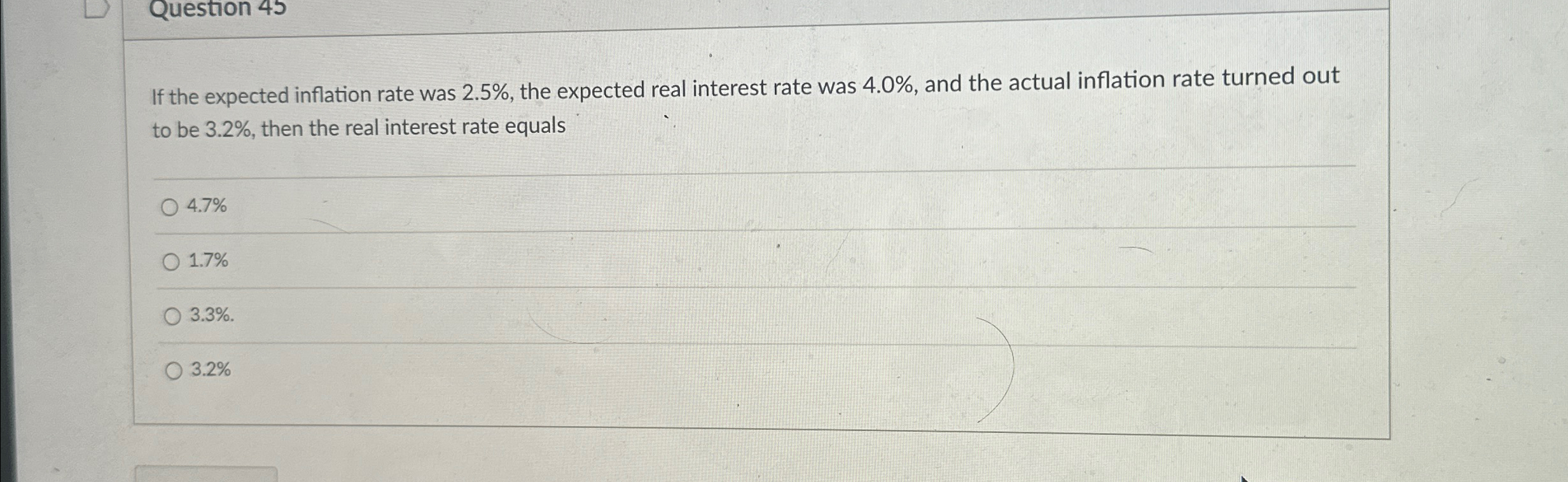Solved Question 45If the expected inflation rate was 2.5%, | Chegg.com