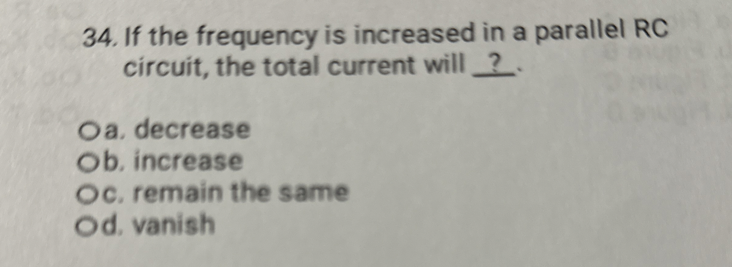 Solved If the frequency is increased in a parallel RC | Chegg.com