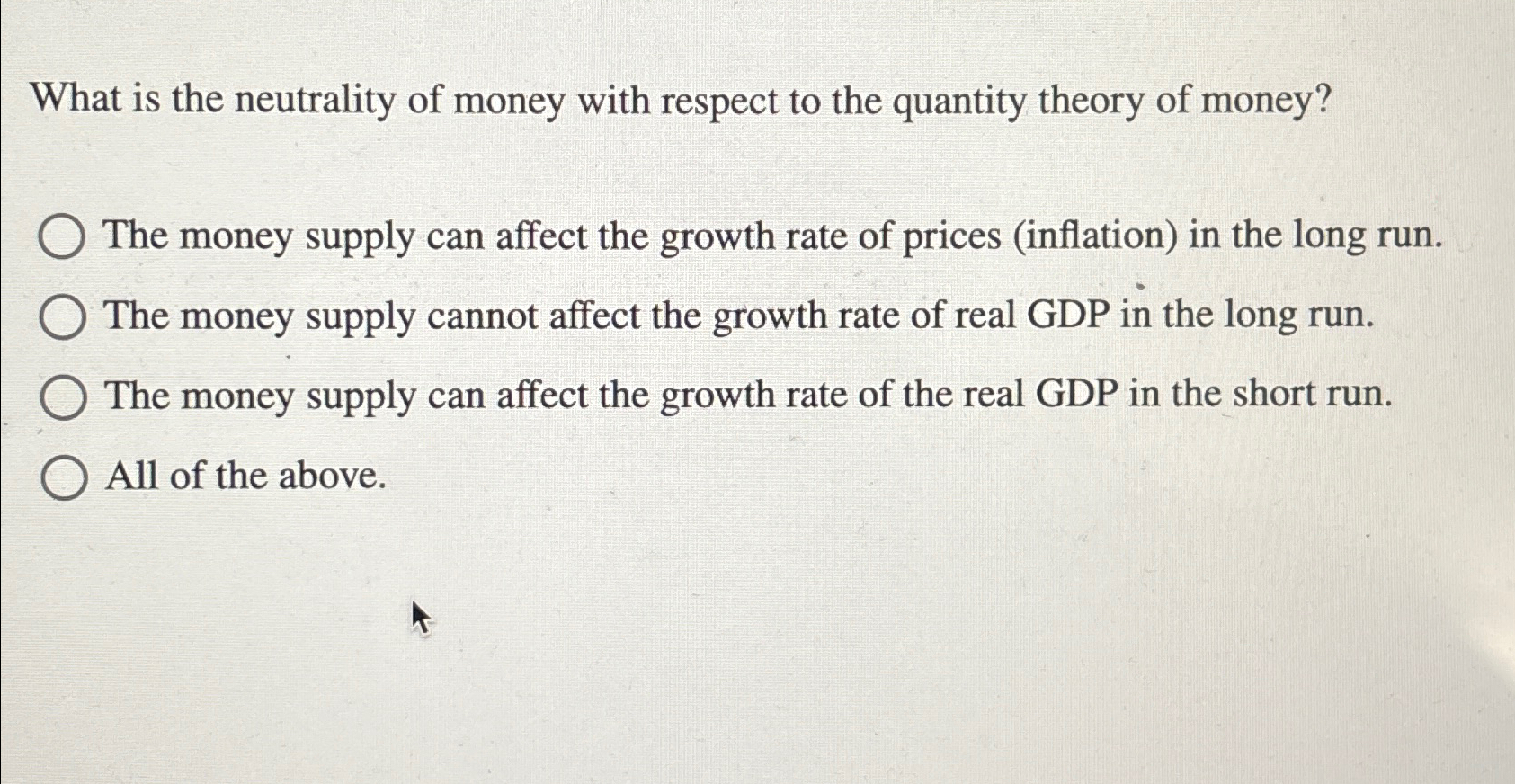 Solved What is the neutrality of money with respect to the | Chegg.com