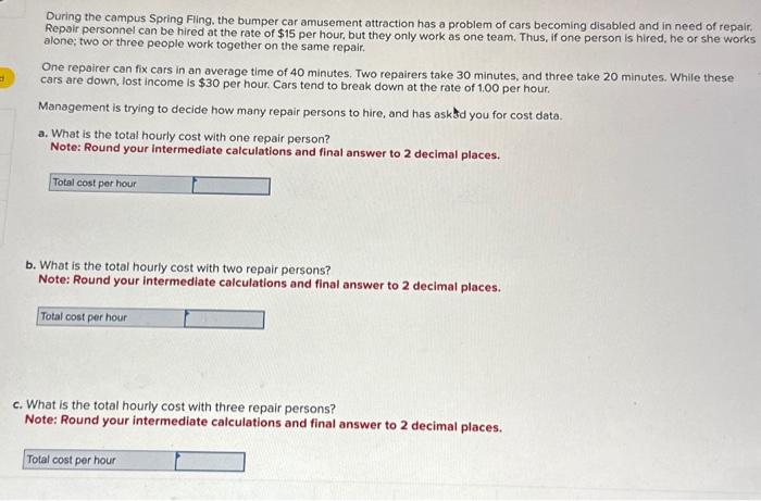 Solved During the campus Spring Fling, the bumper car | Chegg.com