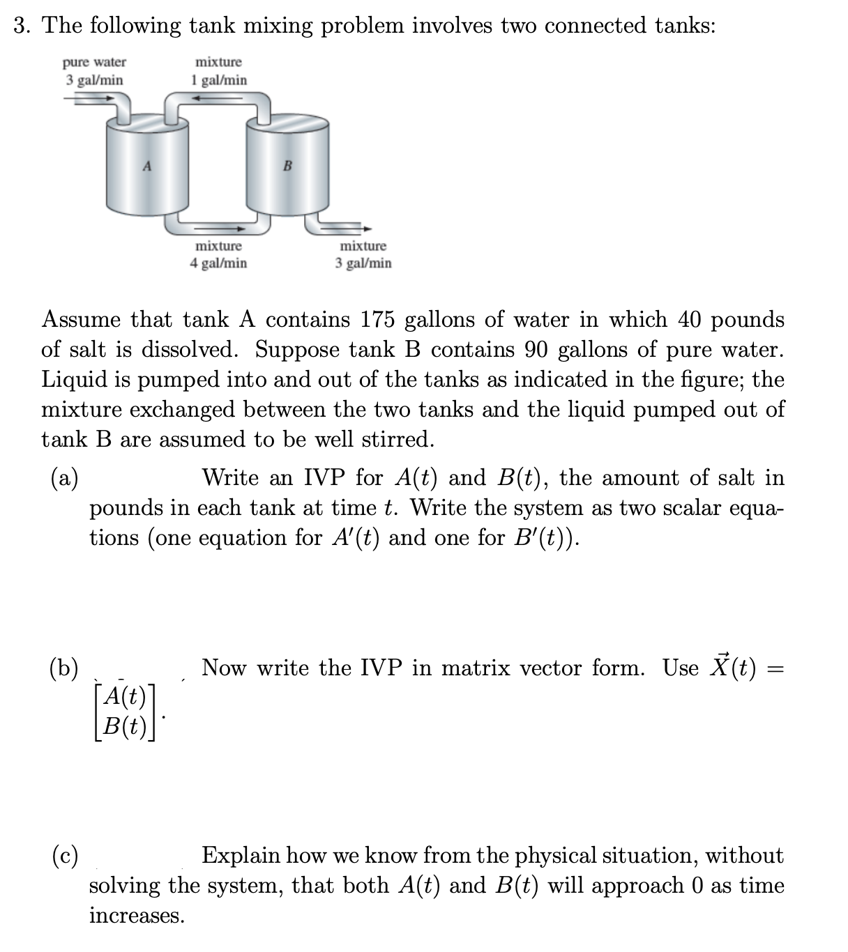 Solved The following tank mixing problem involves two | Chegg.com