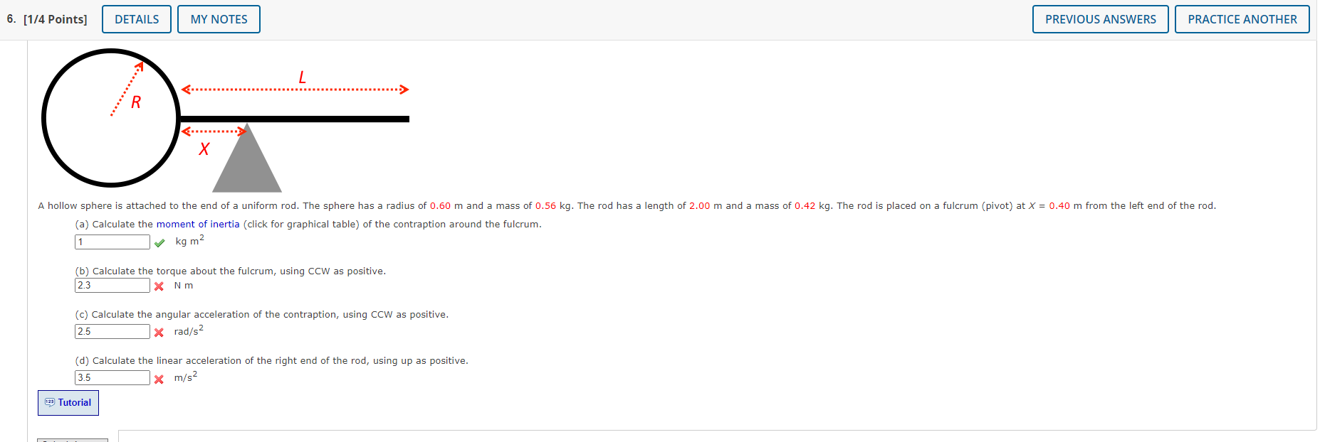 Solved [1/4 ﻿Points](a) ﻿Calculate the moment of inertia | Chegg.com