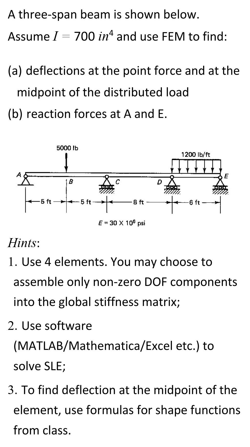 Solved A three-span beam is shown below. Assume I=700in4 and | Chegg.com