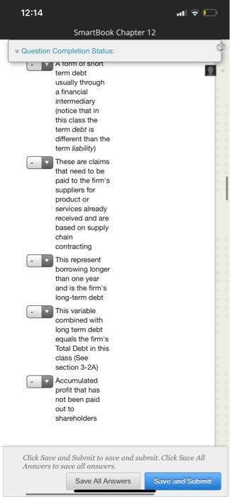 Solved 12:14 SmartBook Chapter 12 Question Completion | Chegg.com