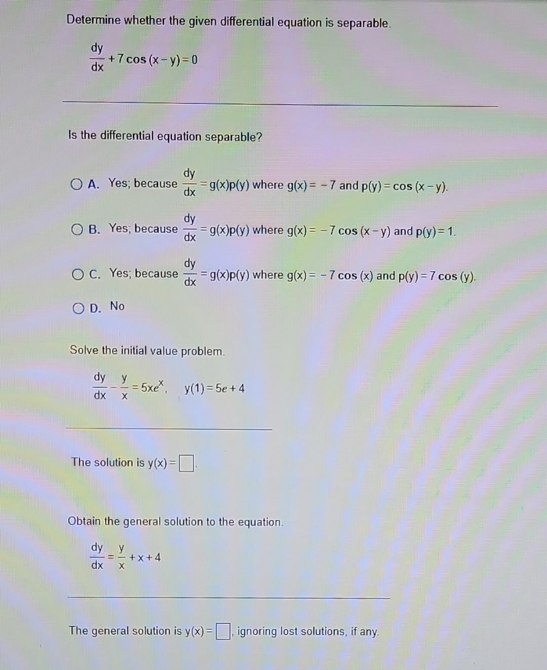Solved Determine Whether The Given Differential Equation Is