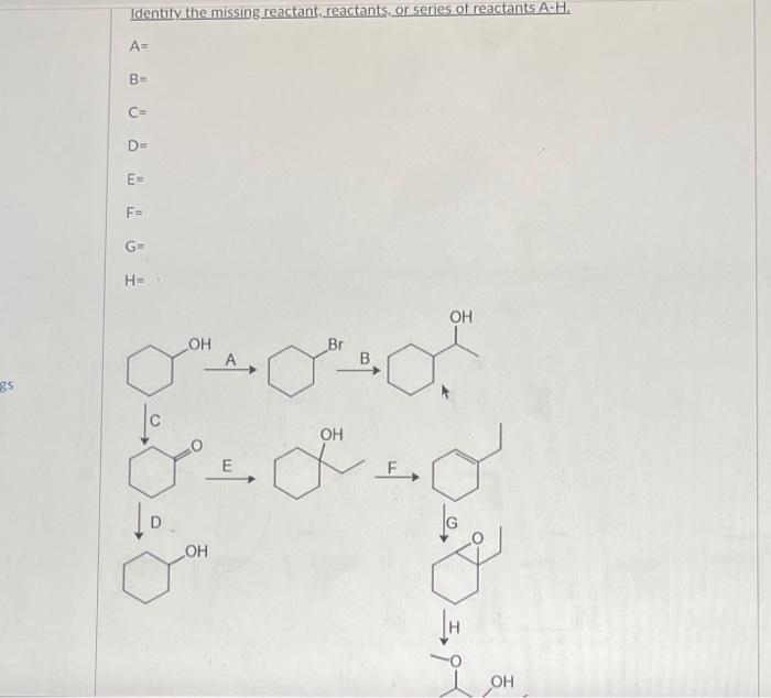 Solved gs Identify the missing reactant. reactants. or | Chegg.com