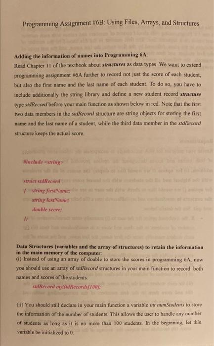 Solved Programming Assignment 6B: Using Files, Arrays, and | Chegg.com