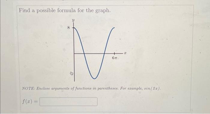 Solved Find a possible formula for the graph. NOTE: Enclose | Chegg.com