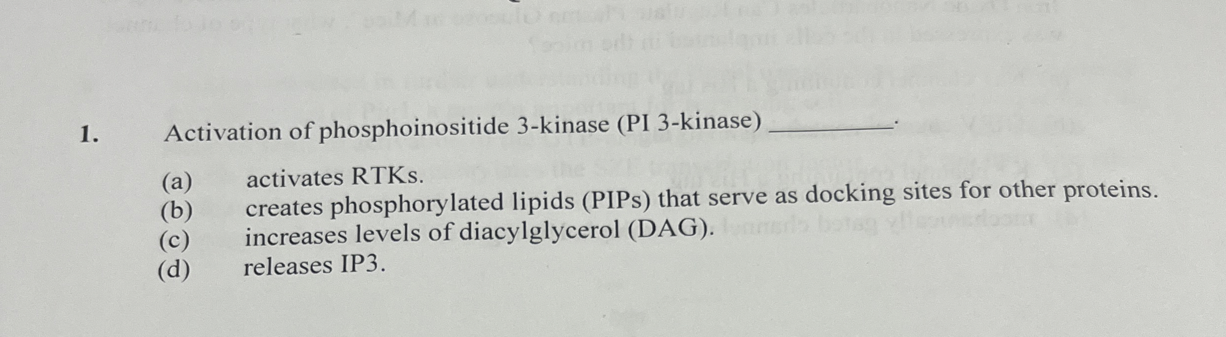 Solved Activation of phosphoinositide 3-kinase (PI | Chegg.com