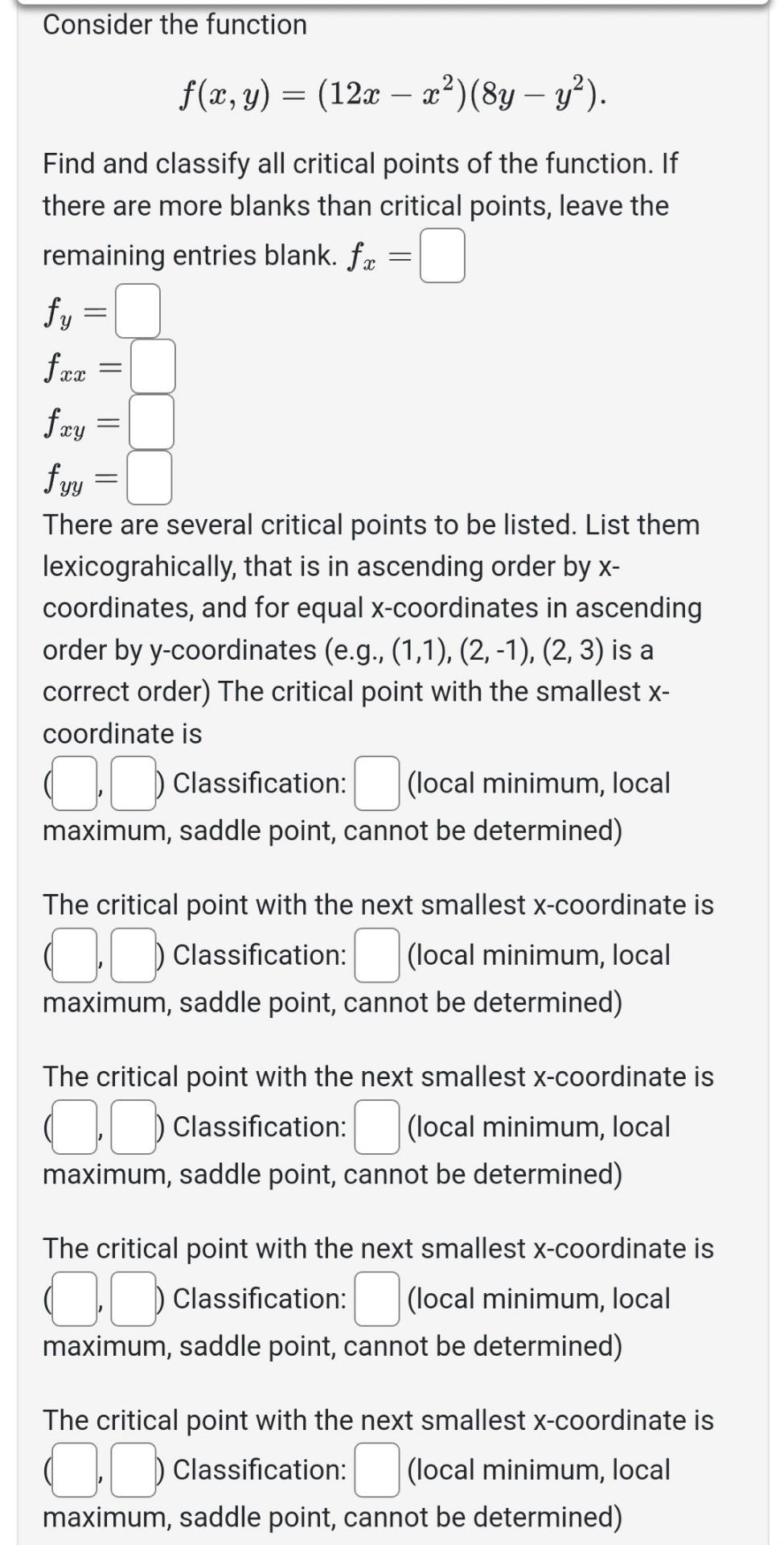 Solved Consider the function fu Find and classify all | Chegg.com