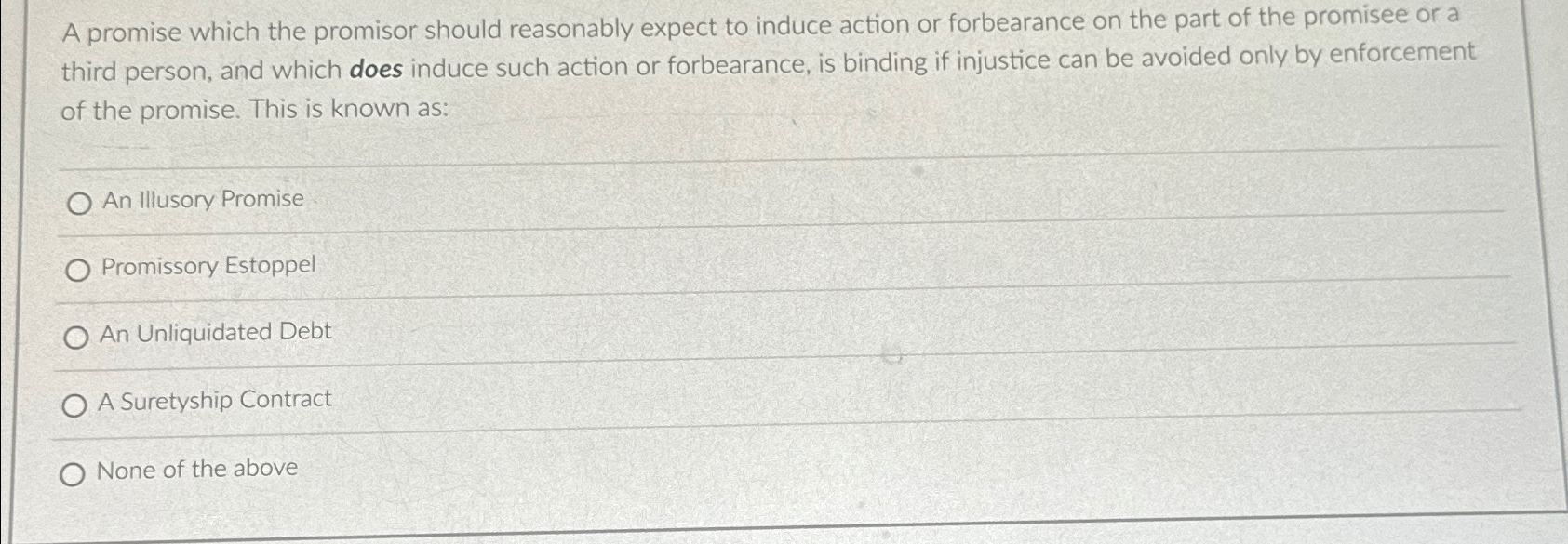 Solved A promise which the promisor should reasonably expect | Chegg.com