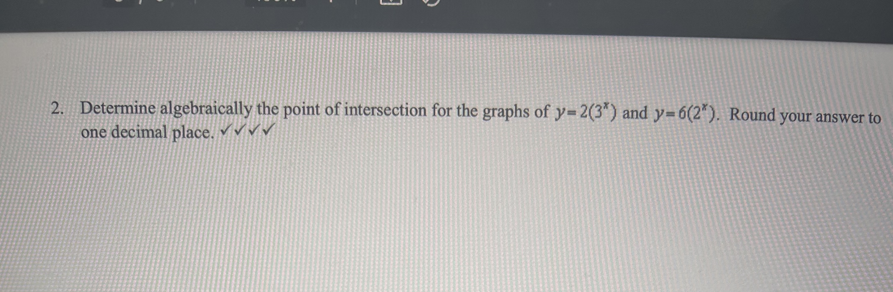 Solved Determine Algebraically The Point Of Intersection For 
