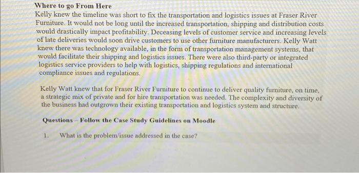 Solved Case Study: Transportation and Logistics The | Chegg.com