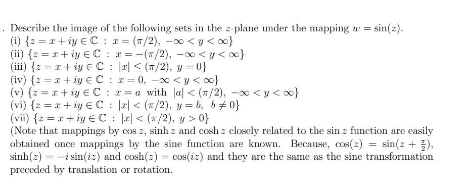 Solved Describe the image of the following sets in the | Chegg.com