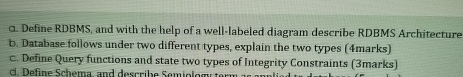 Solved a. ﻿Define RDBMS, ﻿and with the help of a | Chegg.com