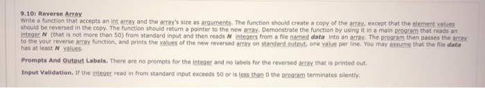 Solved 9.10: Reverse Array Write a function that accepts an | Chegg.com