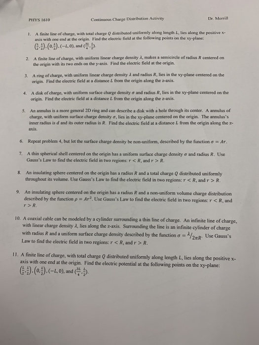 Solved a finite charge, with total charge Q distributed | Chegg.com