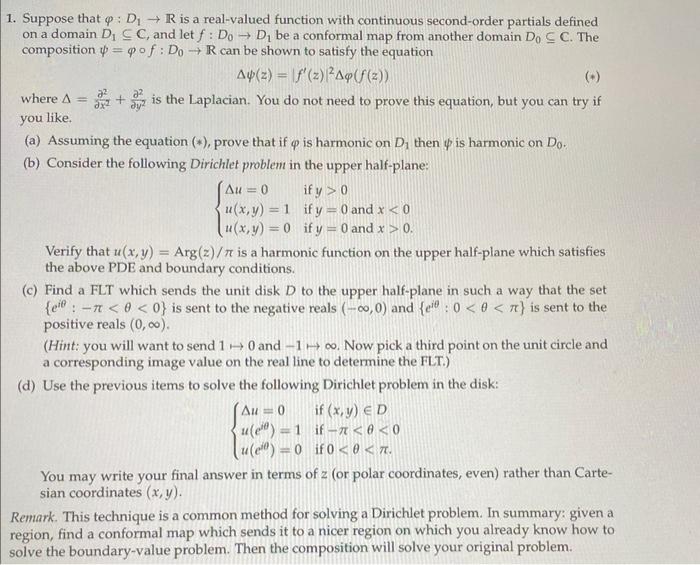 Suppose that φ:D1→R is a real-valued function with | Chegg.com