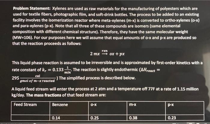 Solved Problem Statement: Xylenes are used as raw materials | Chegg.com