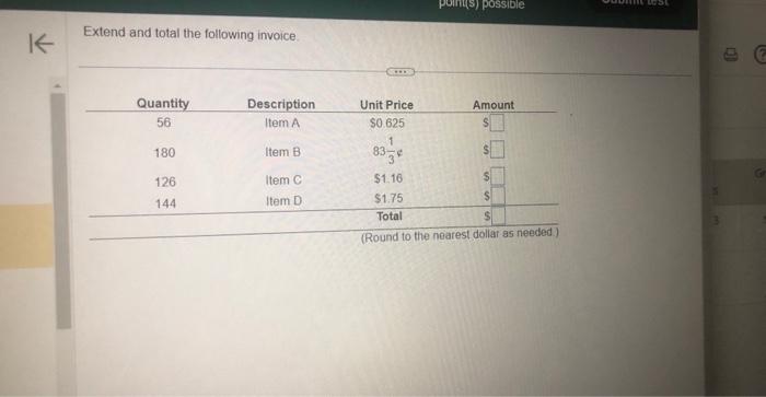 Solved Extend and total the following invoice | Chegg.com