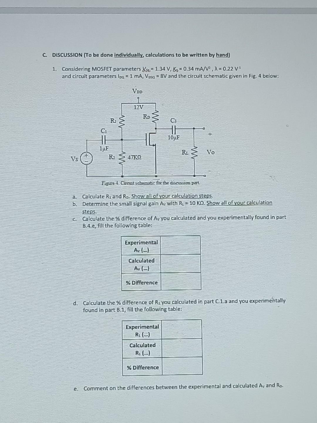 C. DISCUSSION (To be done individually, calculations | Chegg.com