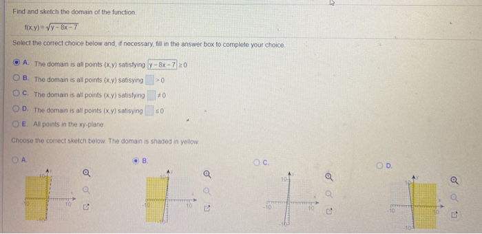 Solved Find and sketch the domain of the function f(x,y)=vy | Chegg.com