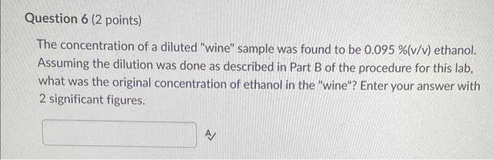 The concentration of a diluted "wine" sample was | Chegg.com