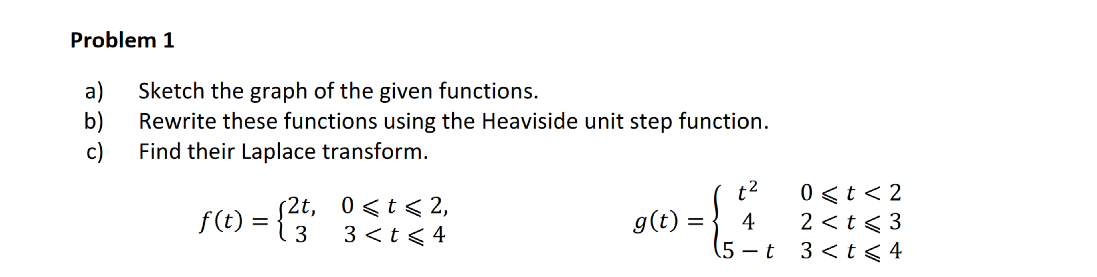 Solved Problem 1a) ﻿Sketch the graph of the given | Chegg.com