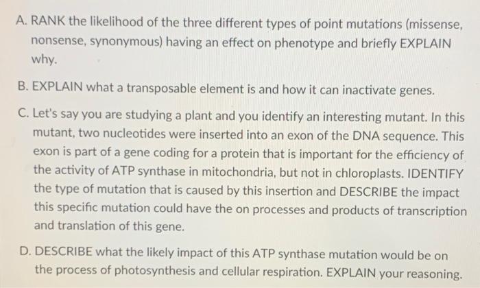 Solved A. RANK the likelihood of the three different types | Chegg.com