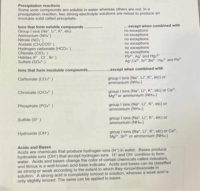 Solved Experiment 5: Chemical Reactions Part A: | Chegg.com