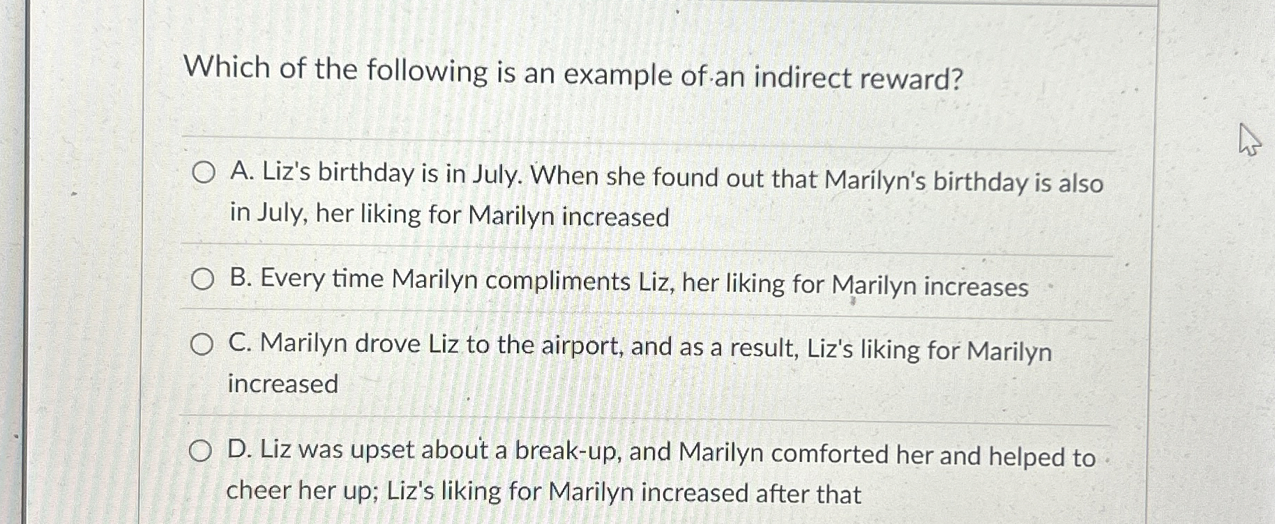 Solved Which of the following is an example of an indirect | Chegg.com