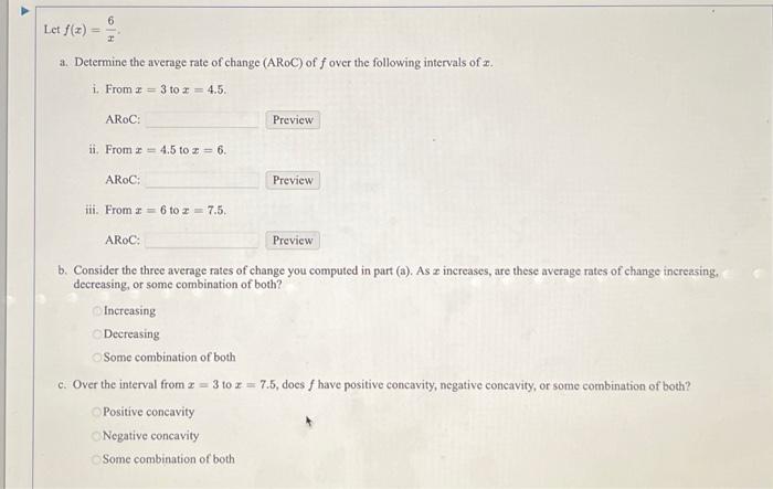 Solved f(x)=x6 a. Determine the average rate of change | Chegg.com