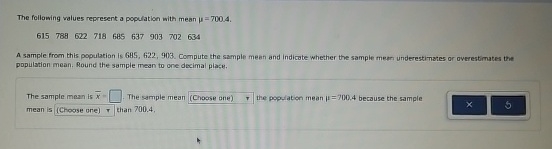 Solved The following values represent a population with mean | Chegg.com