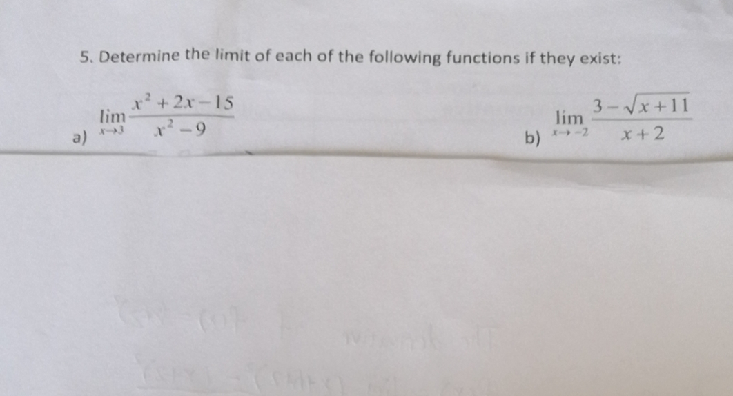 Solved Determine the limit of each of the following | Chegg.com