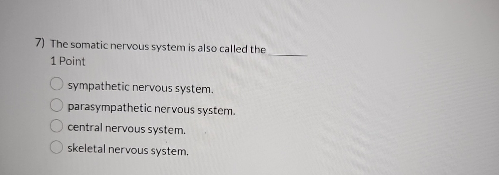 Solved The somatic nervous system is also called the1 | Chegg.com