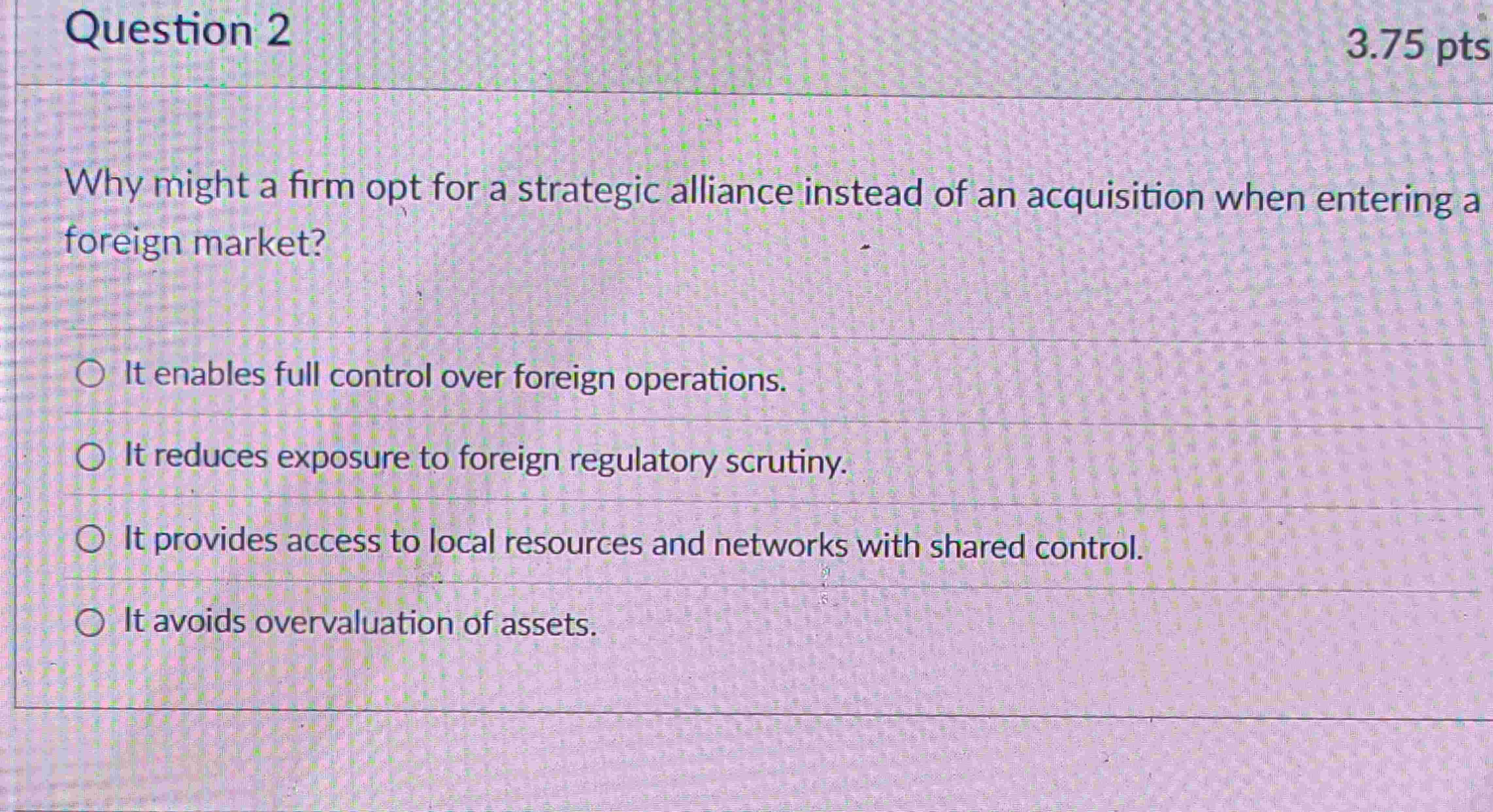 Solved Question 2Why might a firm opt for a strategic | Chegg.com