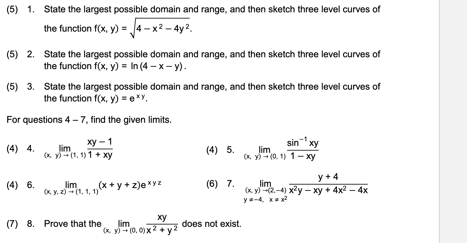 Solved (5) 1. ﻿State the largest possible domain and range, | Chegg.com