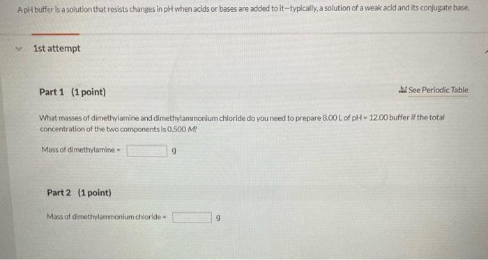 Solved A pH buffer is a solution that resists changes in pH | Chegg.com